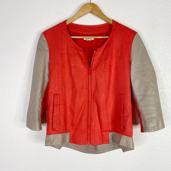 Helmut Lang | Jackets & Coats | Helmet Lang Coral Linen Blend Leather ...